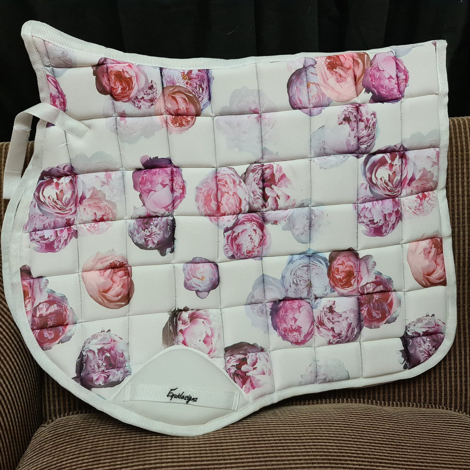 Pink and White Floral peony GP Saddle Pad - Equidesignz