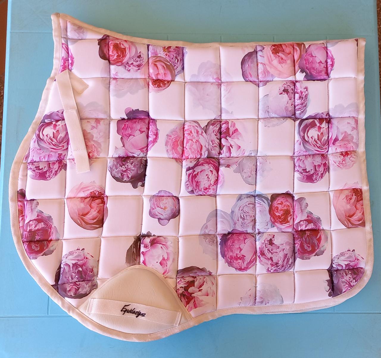 Pink and White Floral peony GP Saddle Pad - Equidesignz